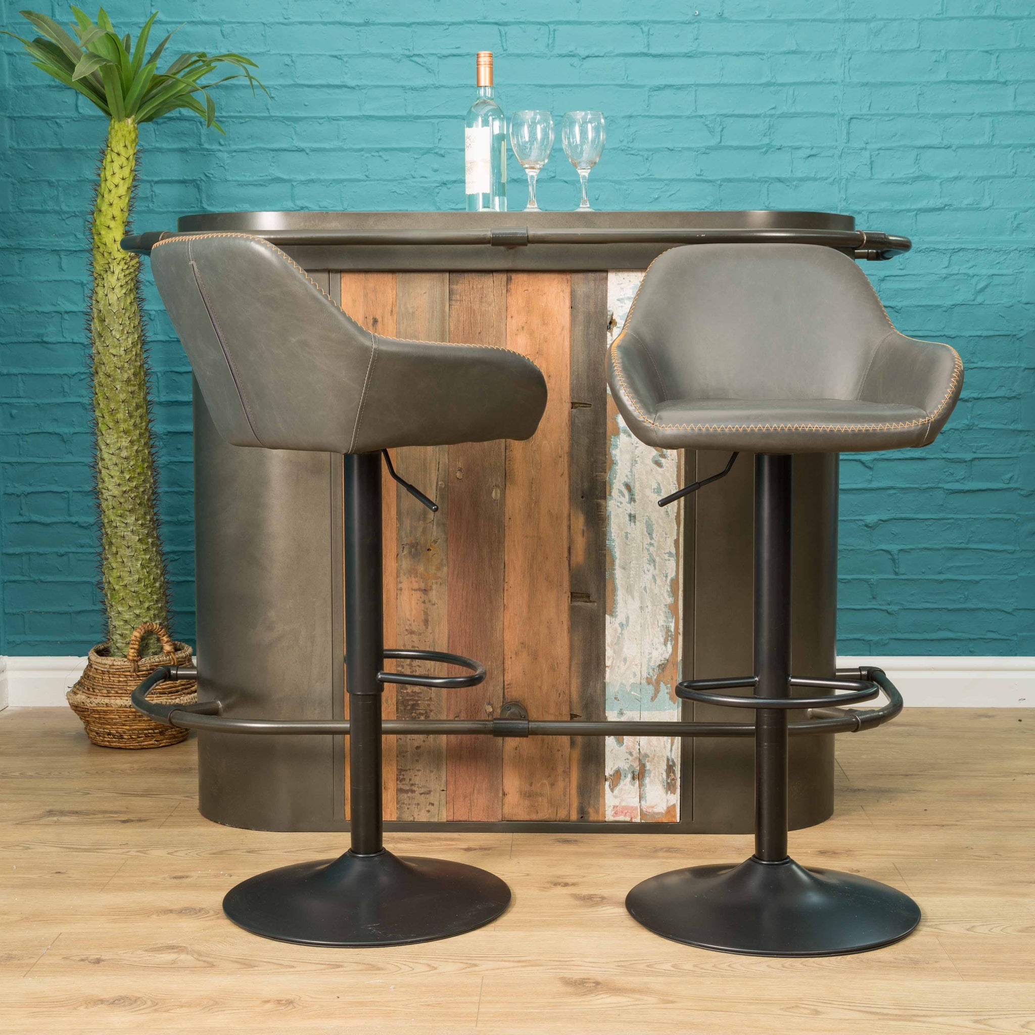 Baxter Grey Gas Lift Set of Two Kitchen Bar Stools – The Orchard Home ...