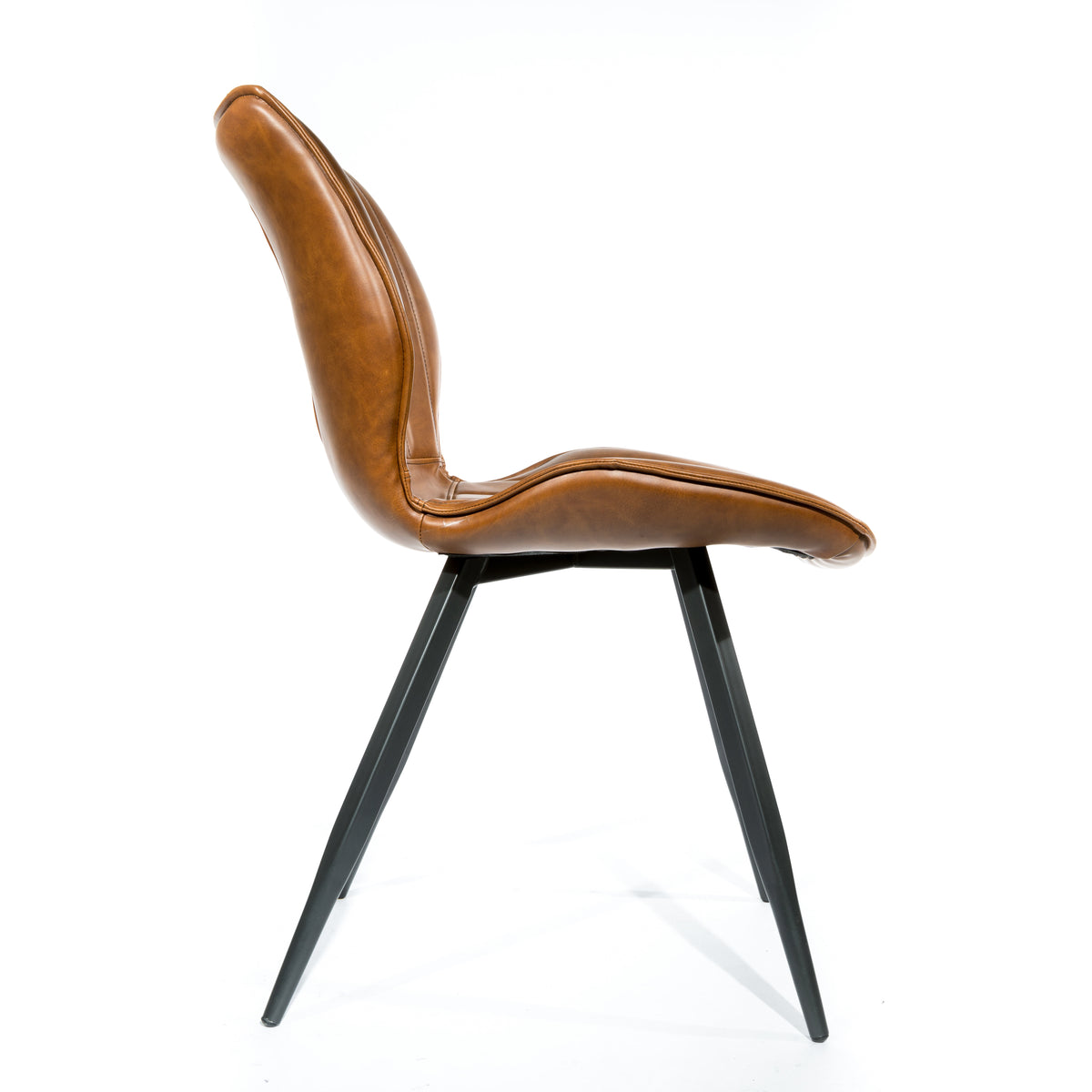 Lola Tan Ribbed Dining Chair Vegan Leather Set Of Two – The Orchard ...